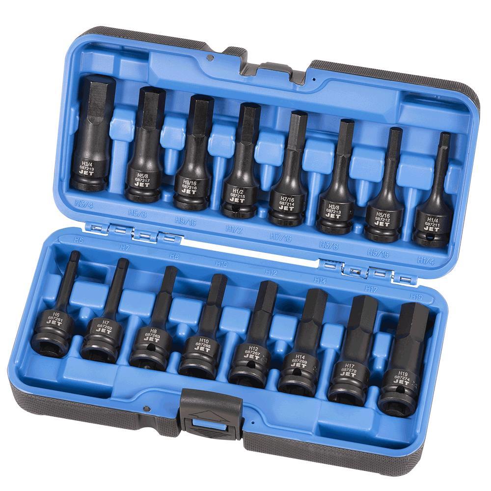 16 PC 1/2" DR SAE/Metric Hex Bit Impact Socket Set – JRV