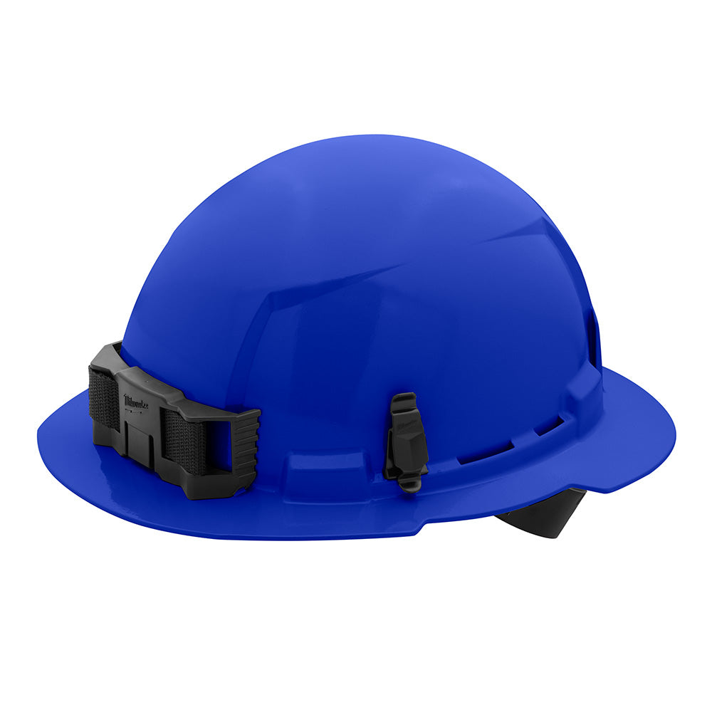 Blue Full Brim Hard Hat White/4pt Ratcheting Suspension - Type 1, Clas ...